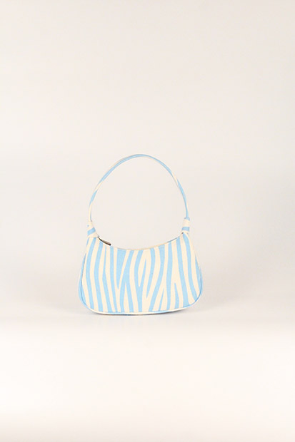 ZOEY - Blue and White Zebra Printed Jute Baguette - Jute Smart - Jute ...